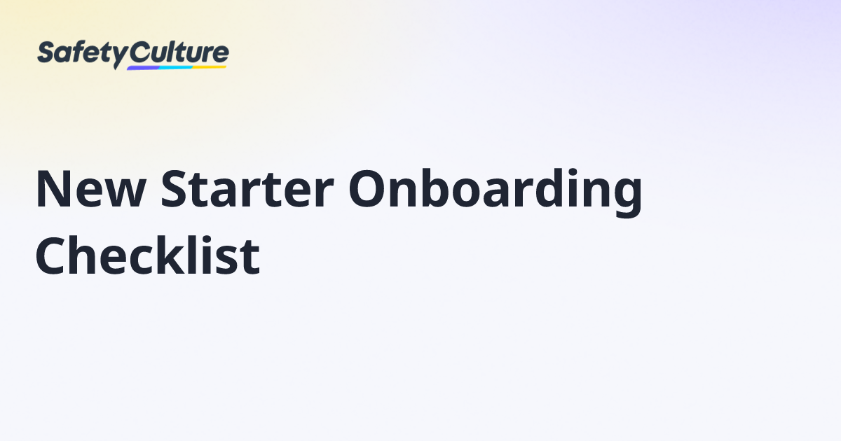 New Starter Onboarding Checklist | Free Template