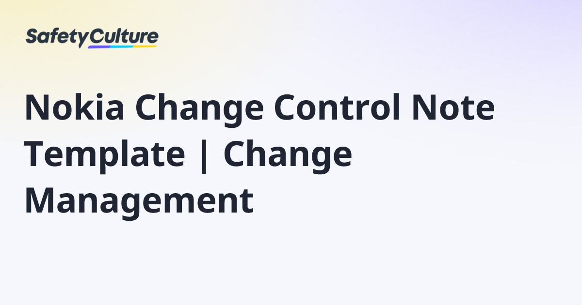 Nokia Change Control Note Template | Change Management | Free Template