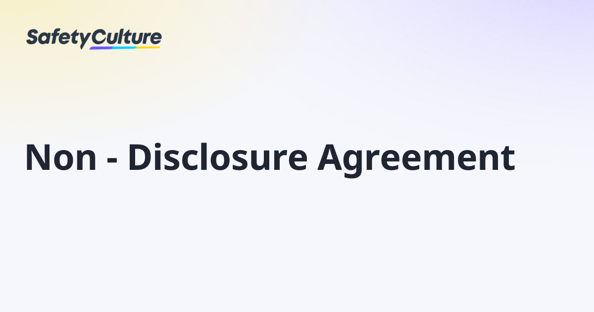 Non - Disclosure Agreement | Free Template