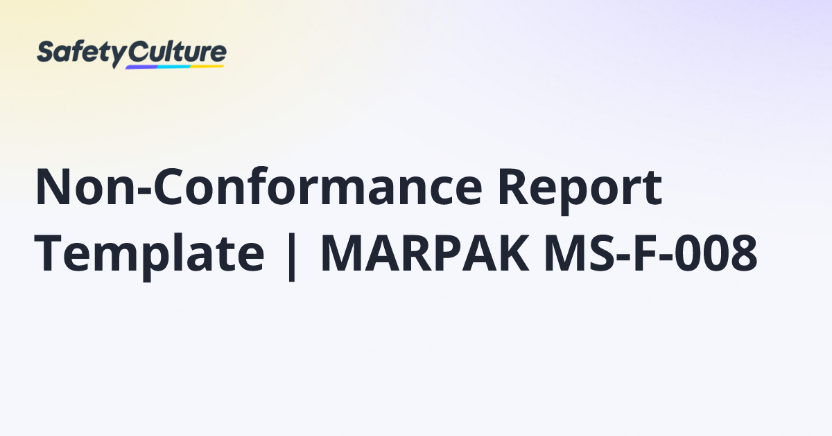 Non-Conformance Report Template | MARPAK MS-F-008 | Free Template