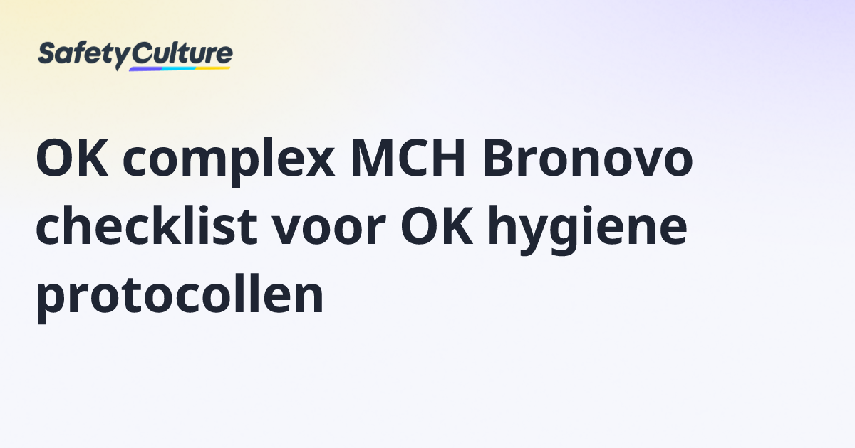 OK complex MCH Bronovo checklist voor OK hygiene protocollen | Free ...