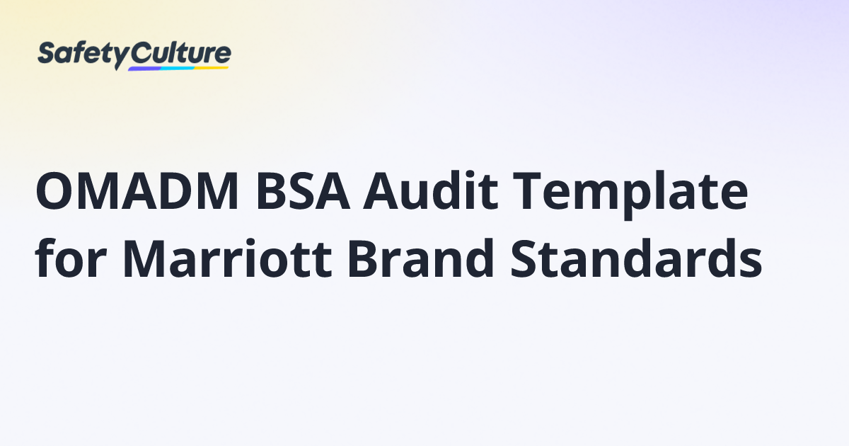 OMADM BSA Audit Template for Marriott Brand Standards | Free Template