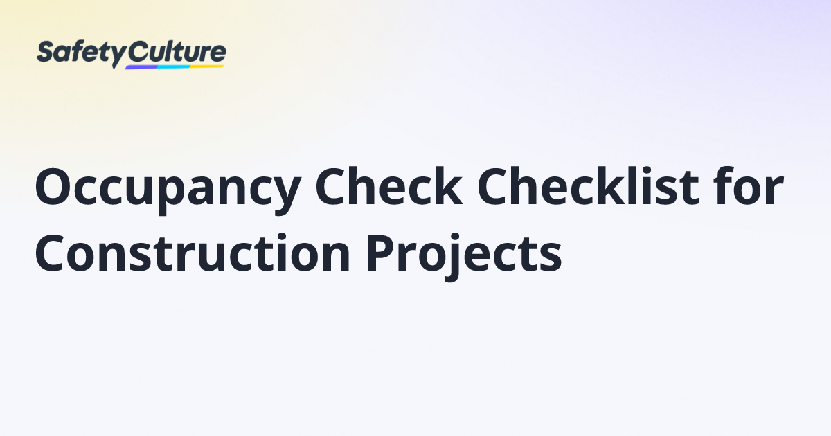 Occupancy Check Checklist for Construction Projects | Free Template