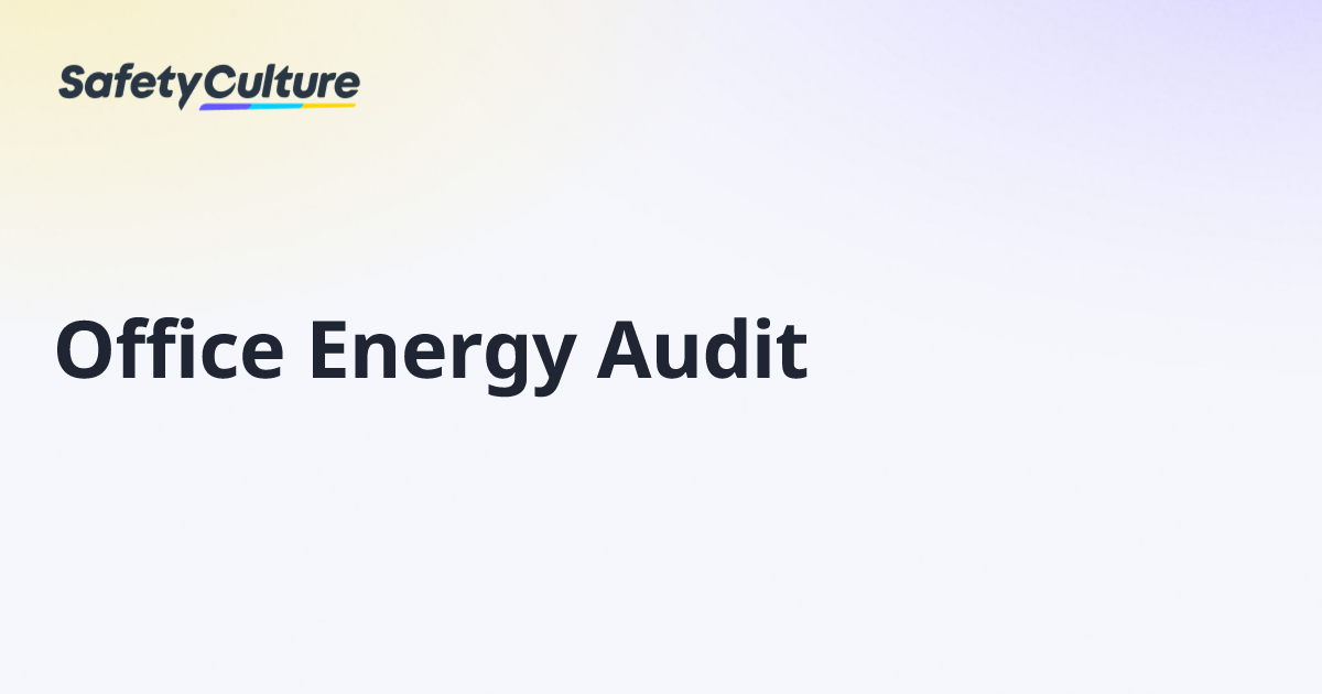 Office Energy Audit | Free Template