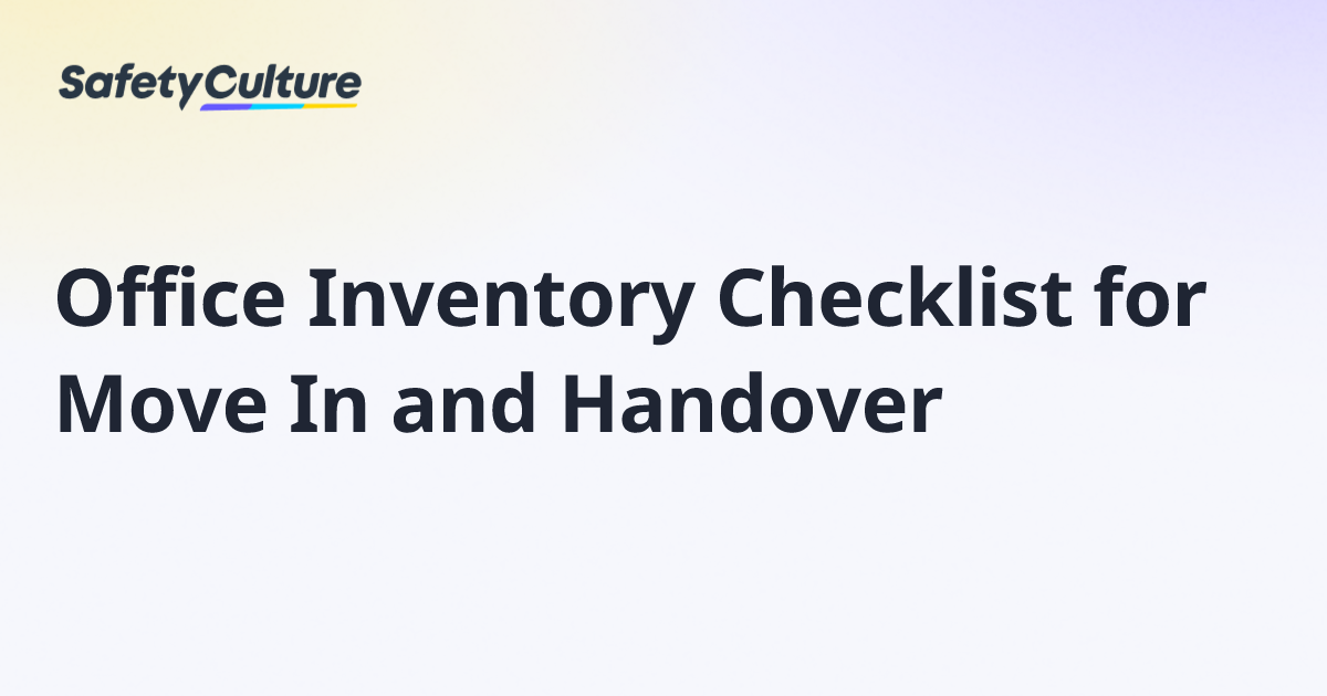 Office Inventory Checklist for Move In and Handover | Free Template