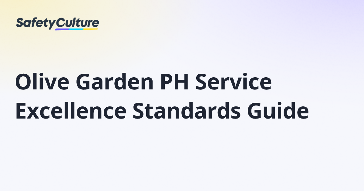 Olive Garden PH Service Excellence Standards Guide | Free Template