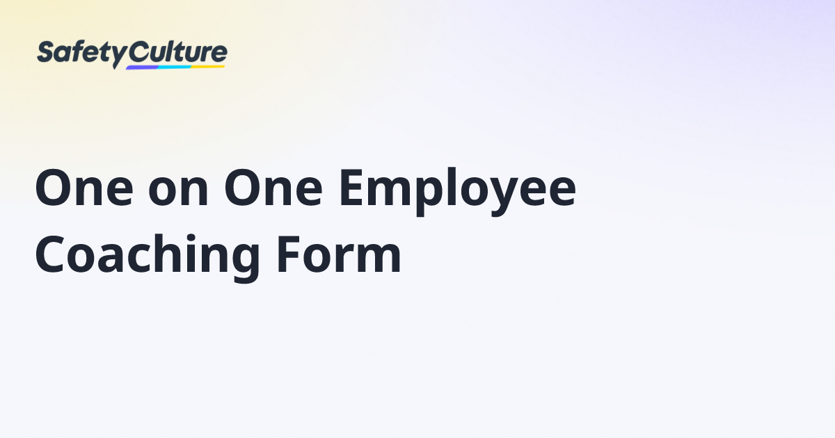 One on One Employee Coaching Form | Free Template