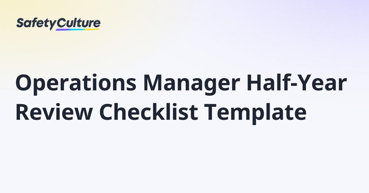 Operations Manager Half-Year Review Checklist Template | Free Template