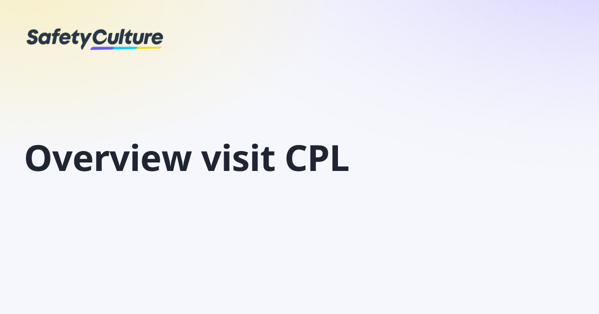 Overview visit CPL | Free Template