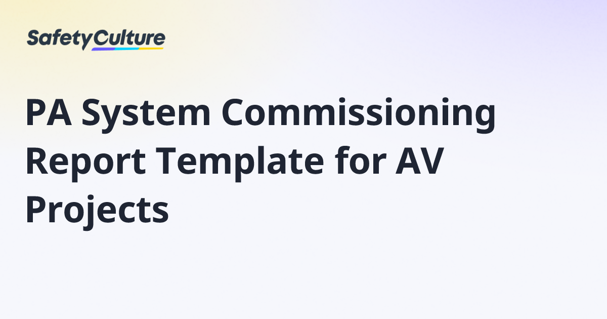 PA System Commissioning Report Template for AV Projects | Free Template