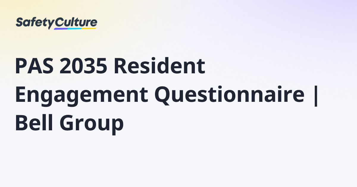 PAS 2035 Resident Engagement Questionnaire | Bell Group | Free Template