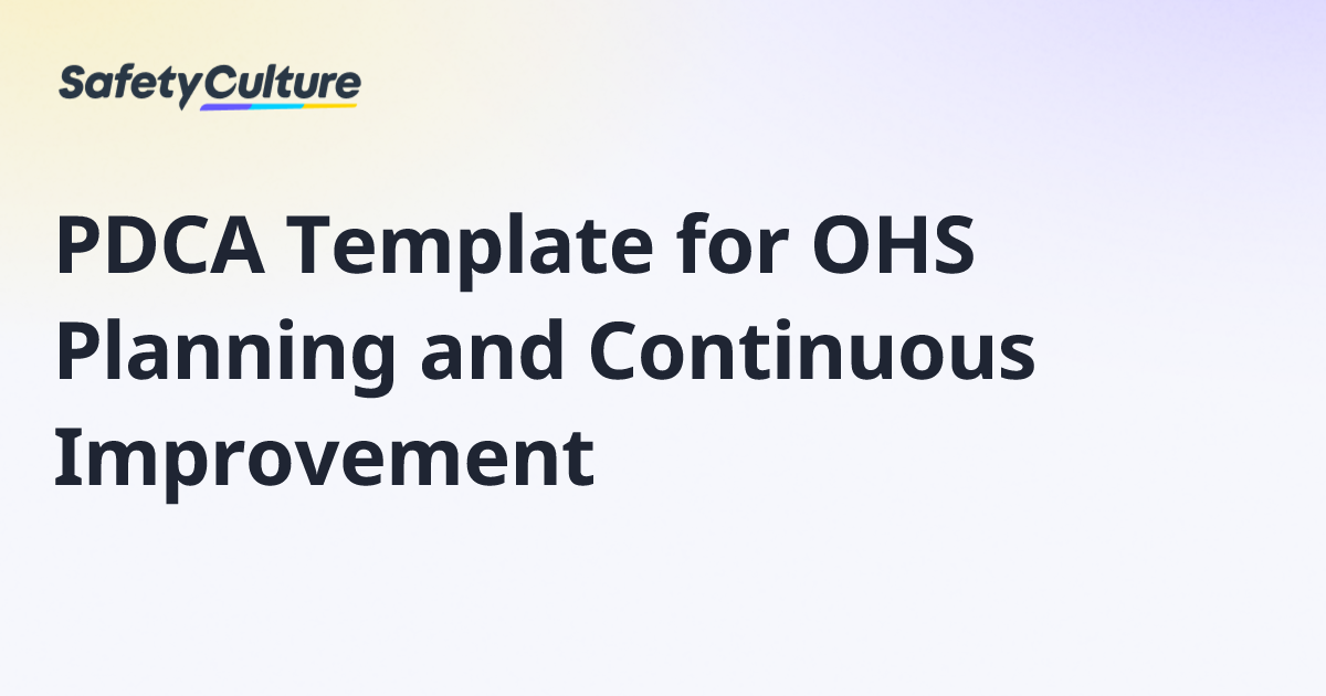 PDCA Template for OHS Planning and Continuous Improvement | Free Template