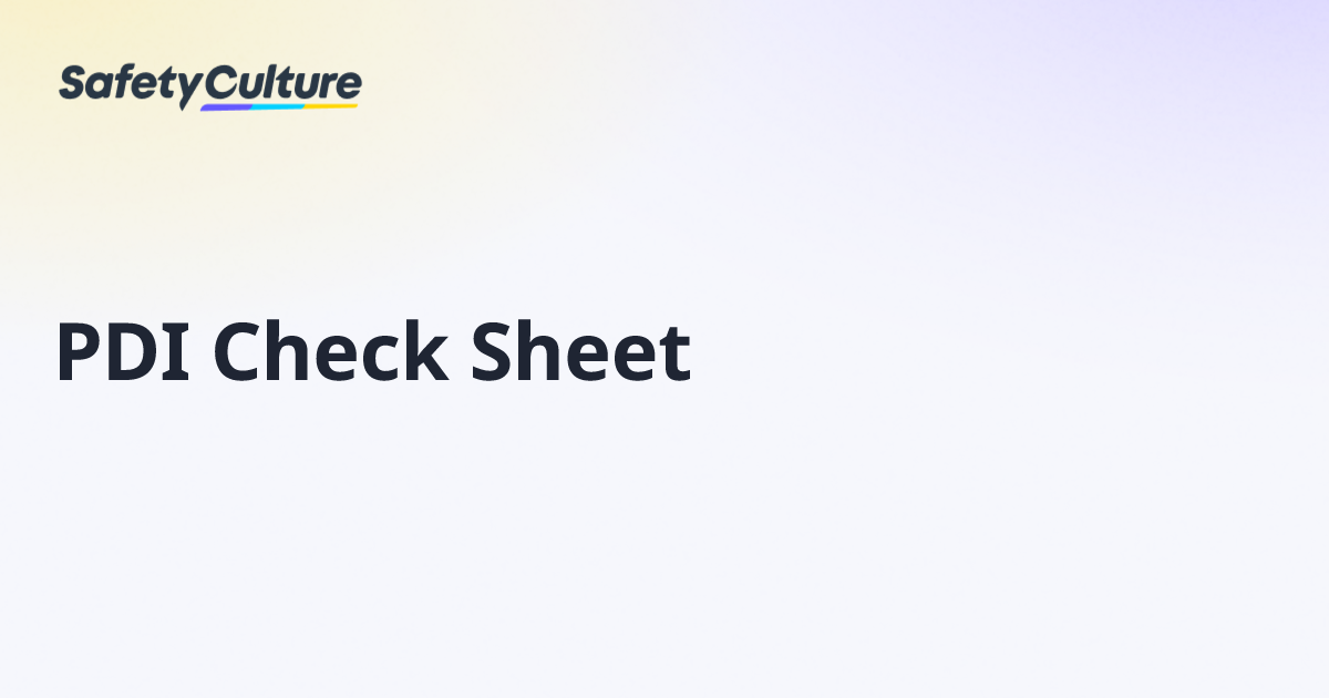 PDI Check Sheet | Free Template