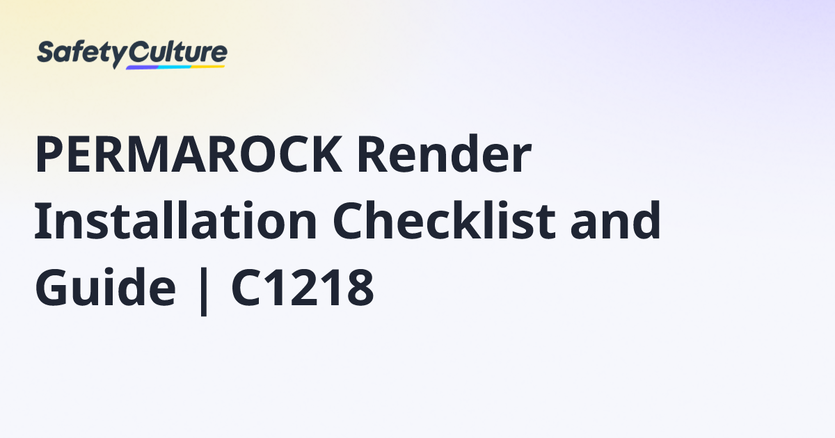 PERMAROCK Render Installation Checklist and Guide | C1218 | Free Template