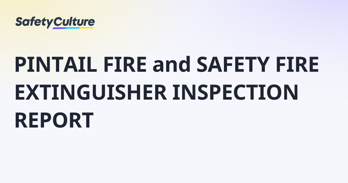 PINTAIL FIRE and SAFETY FIRE EXTINGUISHER INSPECTION REPORT | Free Template