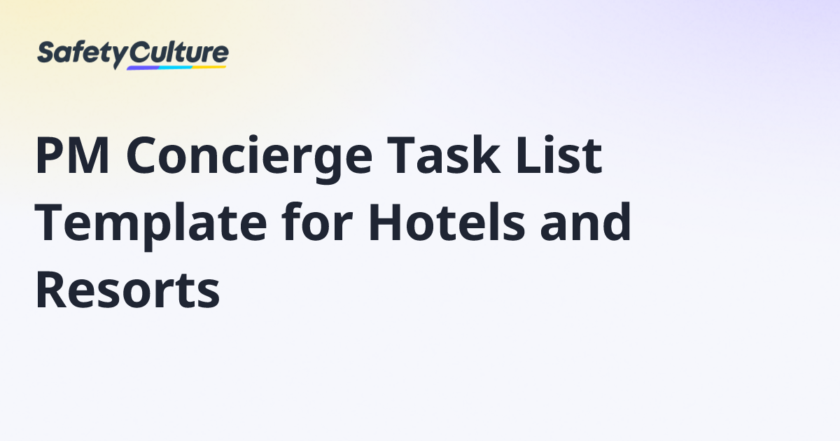 PM Concierge Task List Template for Hotels and Resorts | Free Template