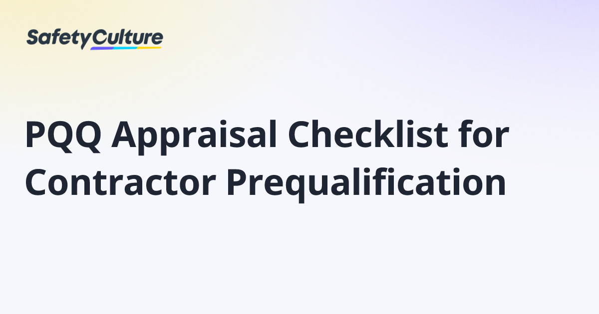PQQ Appraisal Checklist for Contractor Prequalification | Free Template