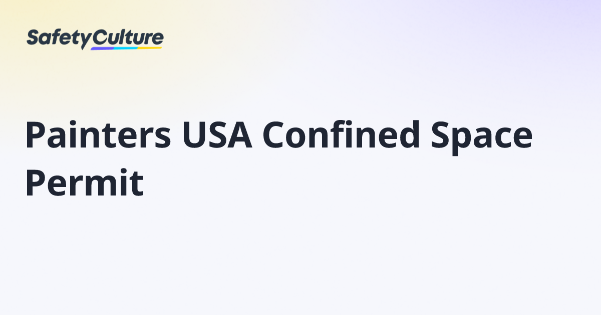 Painters USA Confined Space Permit | Free Template