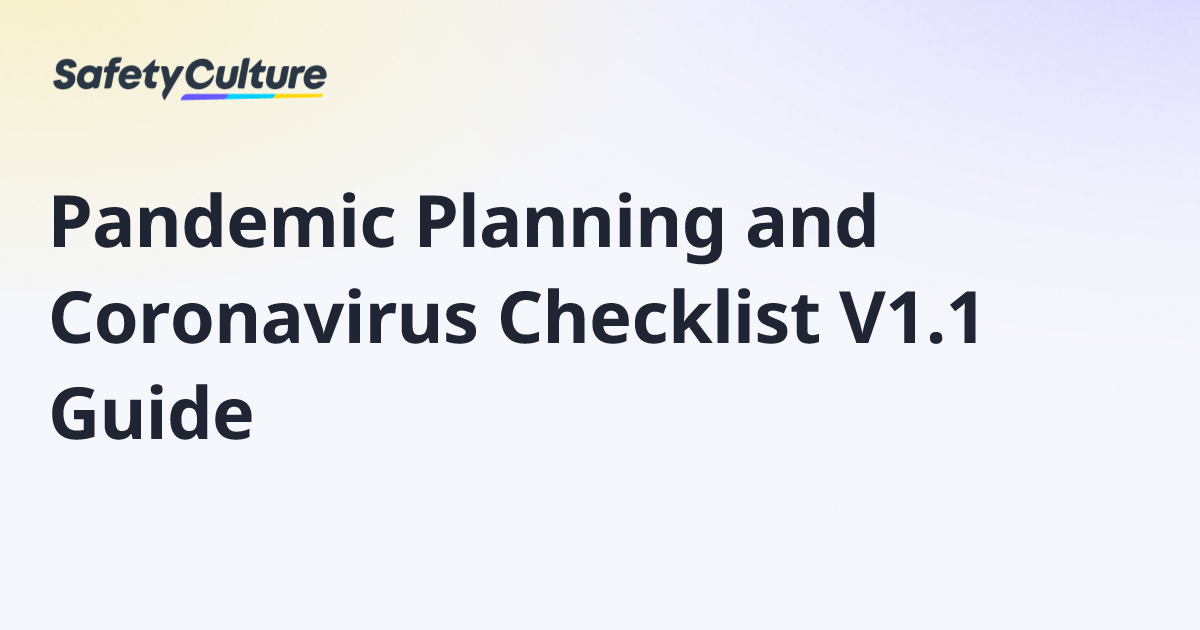 Pandemic Planning and Coronavirus Checklist V1.1 Guide | Free Template