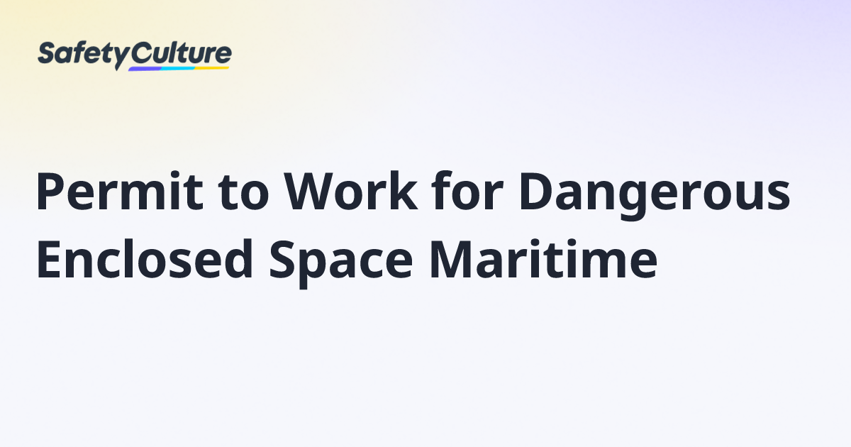 Permit to Work for Dangerous Enclosed Space Maritime | Free Template