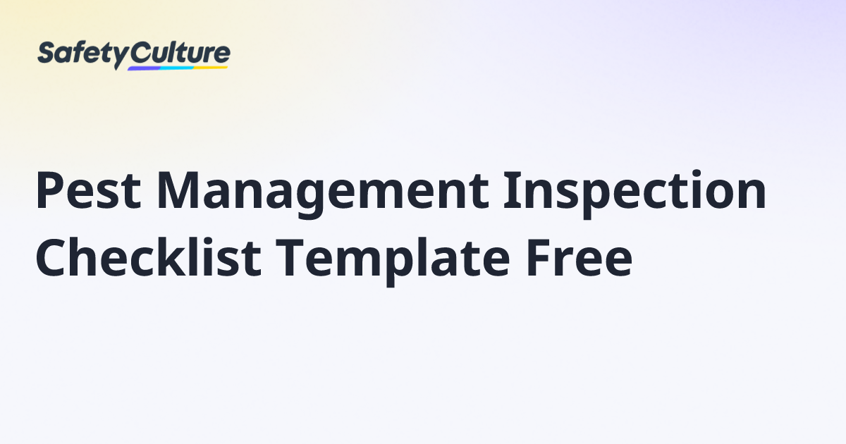 Pest Management Inspection Checklist Template Free | Free Template