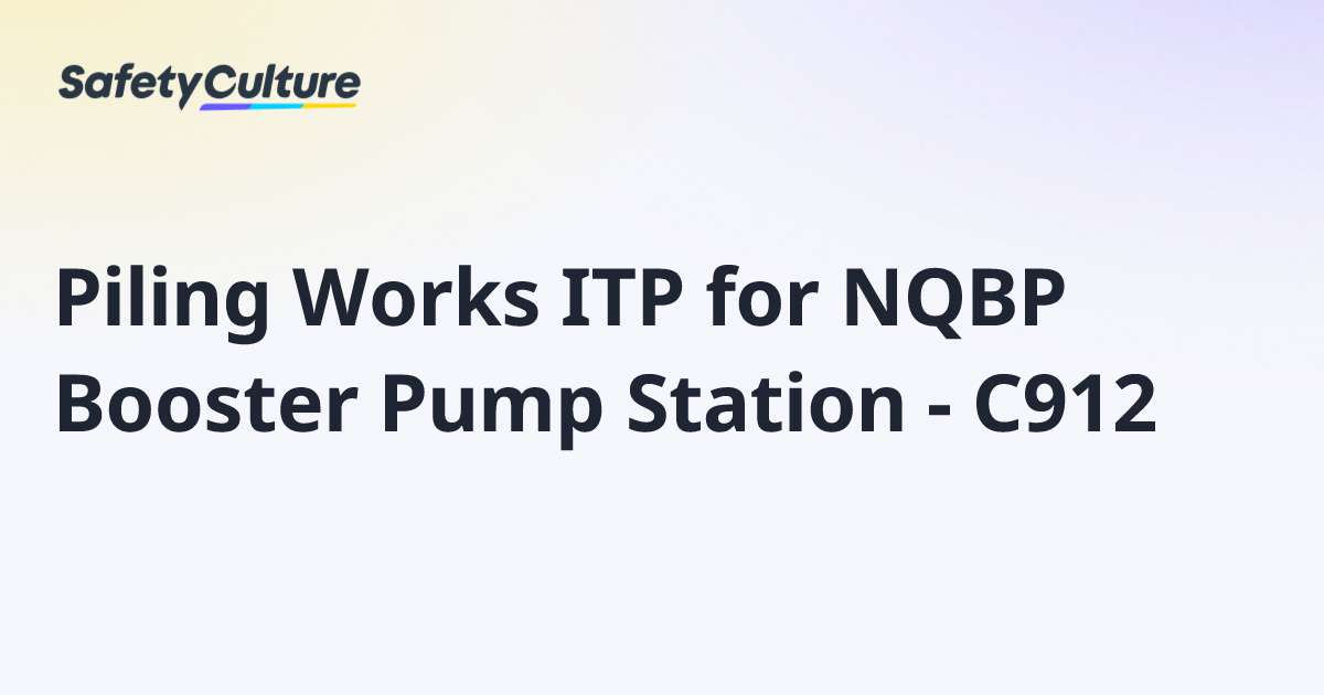 Piling Works ITP for NQBP Booster Pump Station - C912 | Free Template