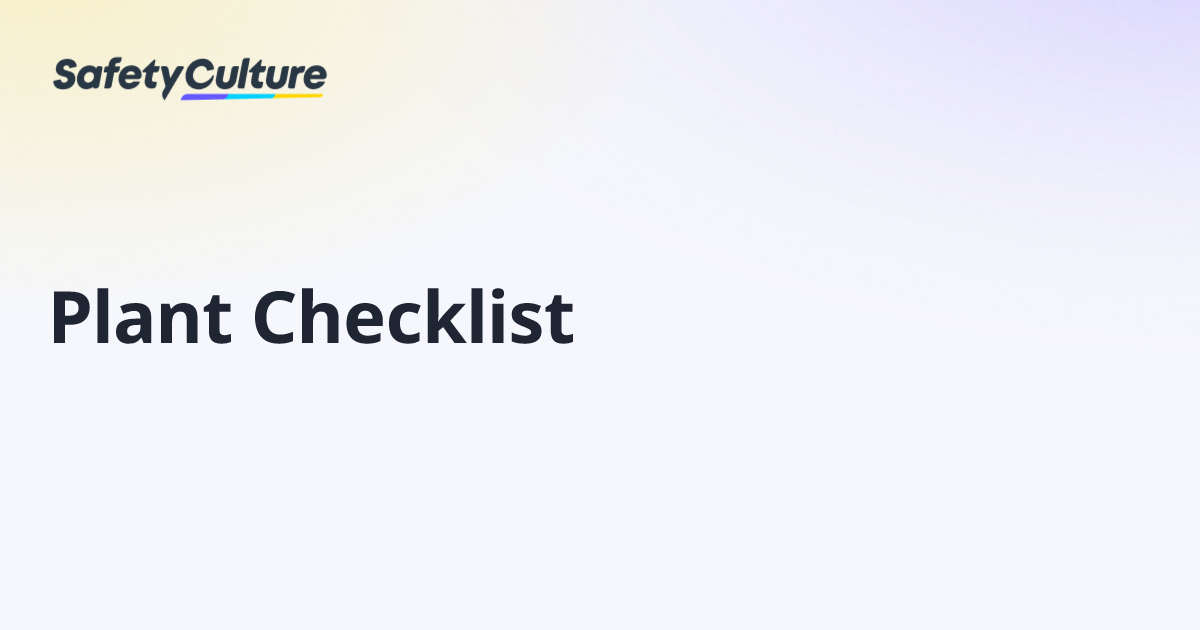 Plant Checklist | Free Template