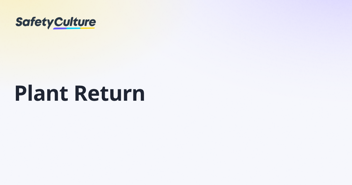 Plant Return | Free Template