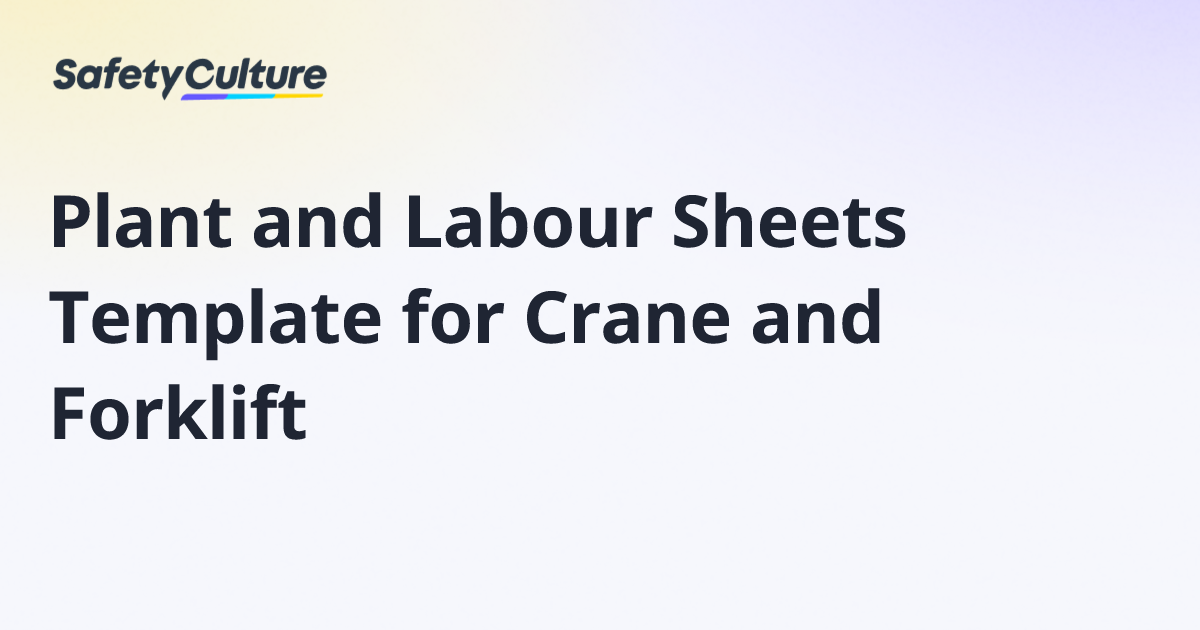 Plant and Labour Sheets Template for Crane and Forklift | Free Template