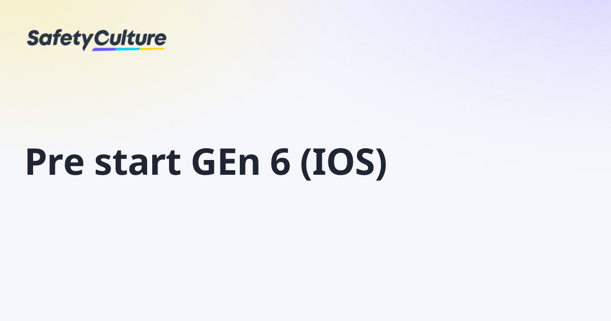 Pre start GEn 6 (IOS) | Free Template