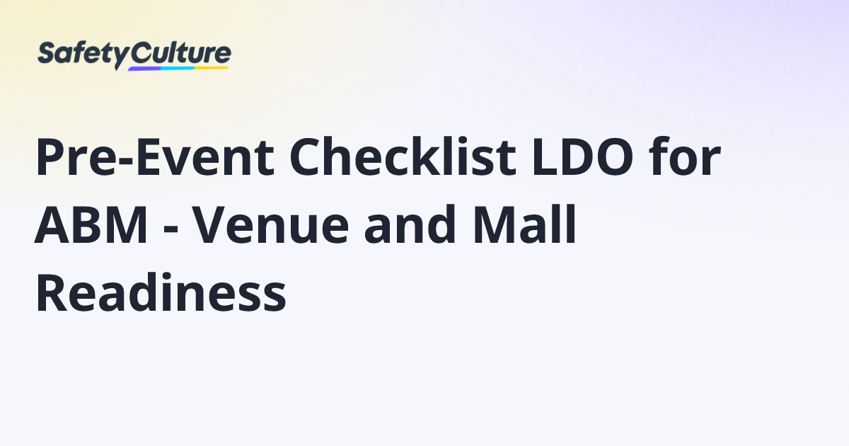 Pre-Event Checklist LDO for ABM - Venue and Mall Readiness | Free Template