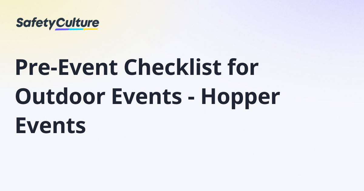 Pre-Event Checklist for Outdoor Events - Hopper Events | Free Template