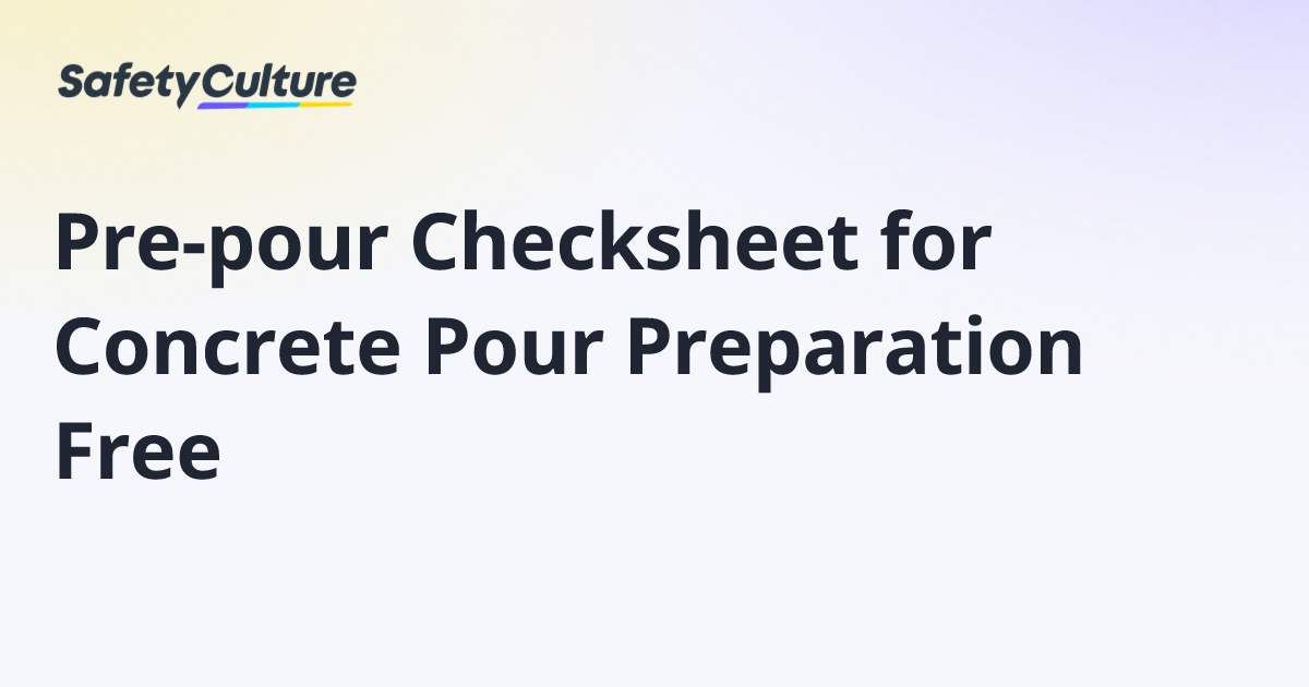 Pre-pour Checksheet for Concrete Pour Preparation Free | Free Template