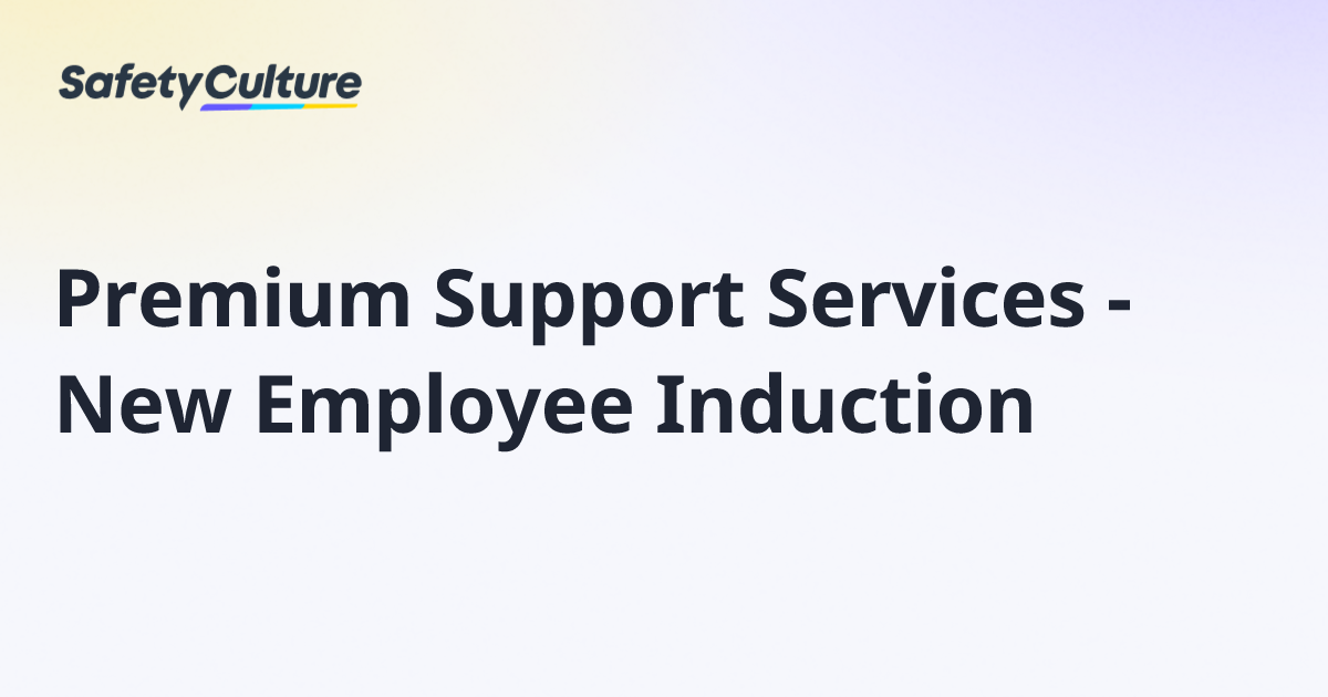 Premium Support Services -New Employee Induction | Free Template