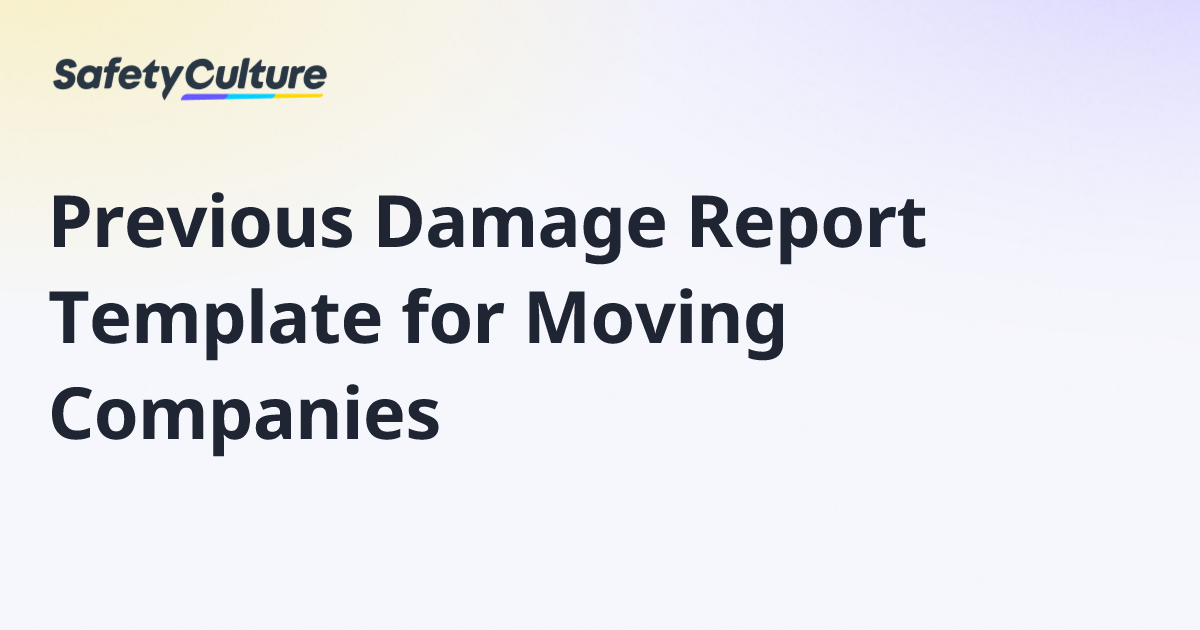 Previous Damage Report Template for Moving Companies | Free Template