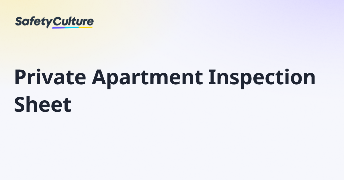Private Apartment Inspection Sheet | Free Template