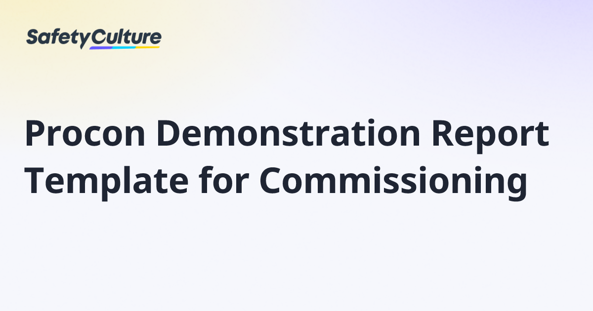 Procon Demonstration Report Template for Commissioning | Free Template