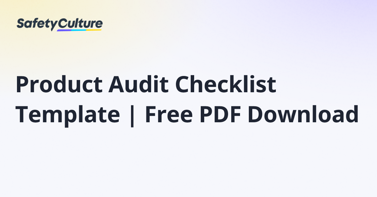 Product Audit Checklist Template | Free PDF Download | Free Template