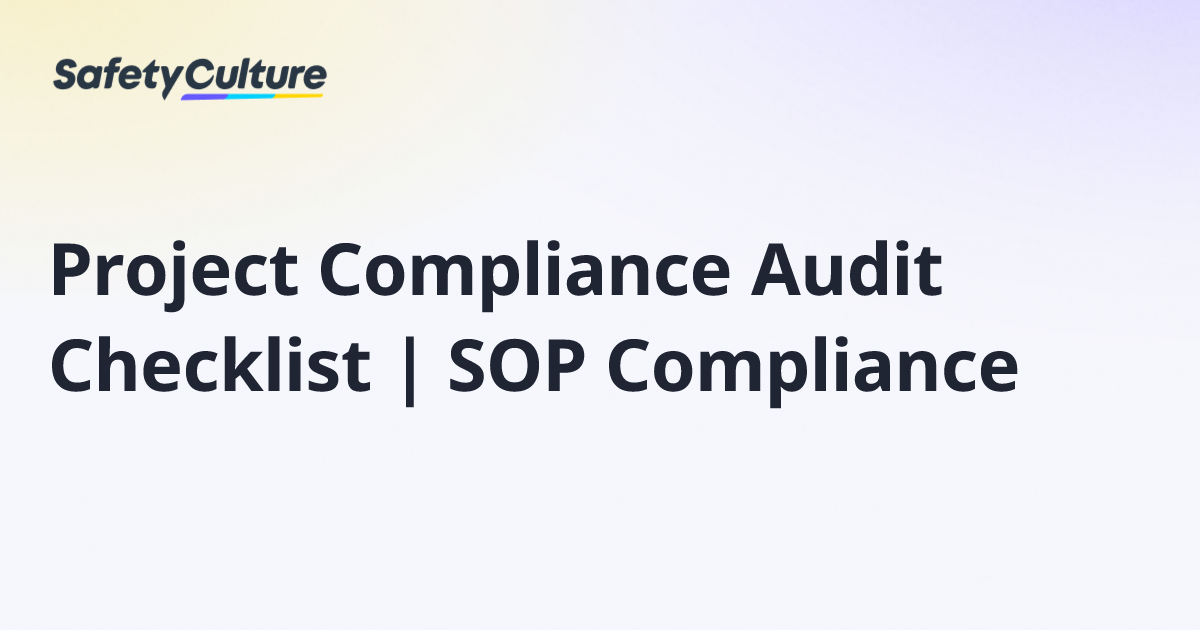 Project Compliance Audit Checklist | SOP Compliance | Free Template