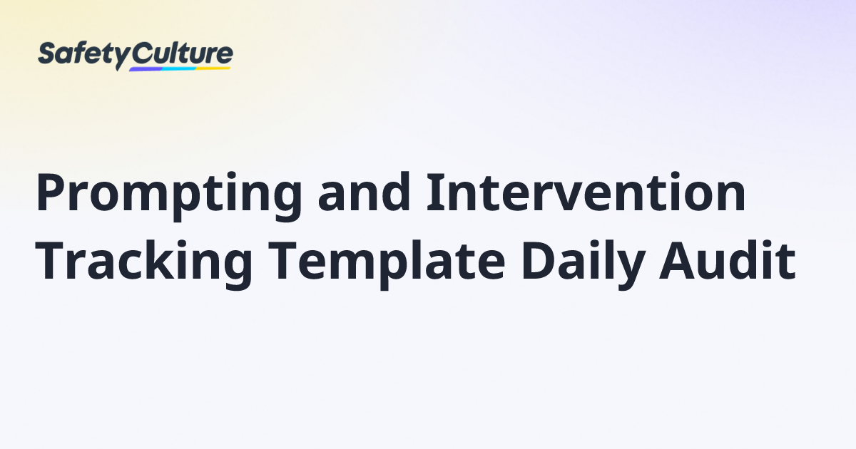 Prompting and Intervention Tracking Template Daily Audit | Free Template