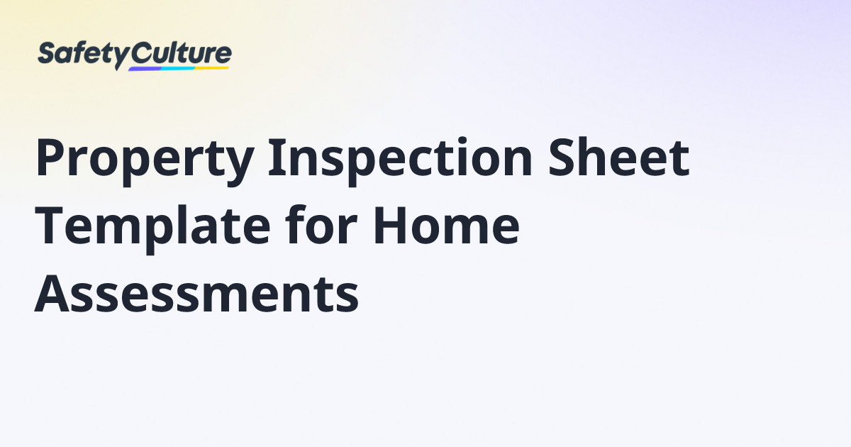 Property Inspection Sheet Template for Home Assessments | Free Template
