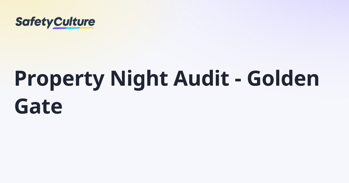 Property Night Audit - Golden Gate | Free Template