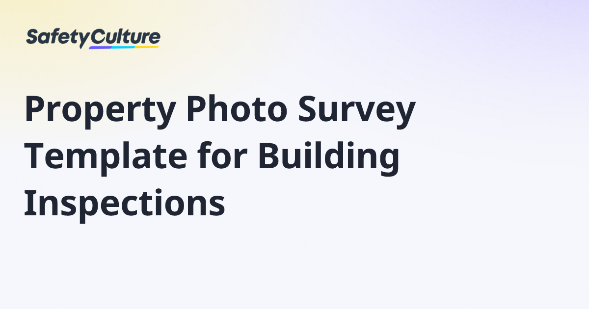 Property Photo Survey Template for Building Inspections | Free Template