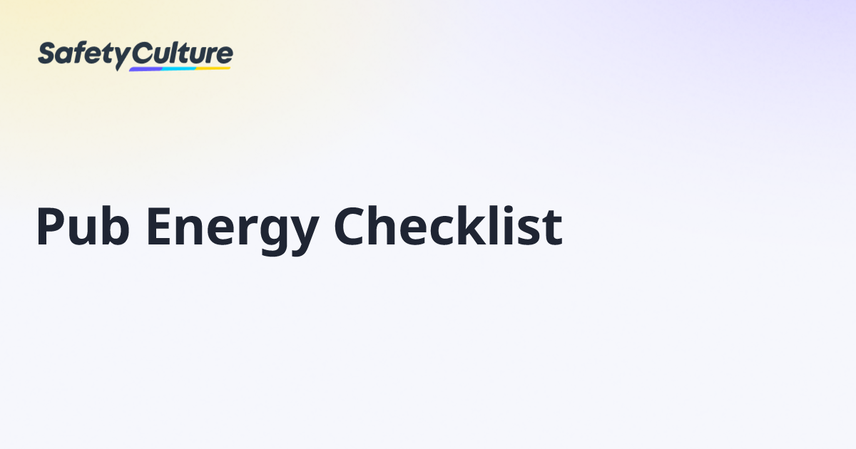 Pub Energy Checklist | Free Template