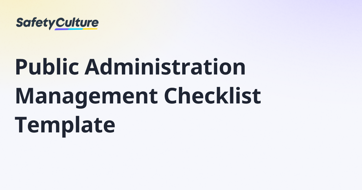 Public Administration Management Checklist Template | Free Template