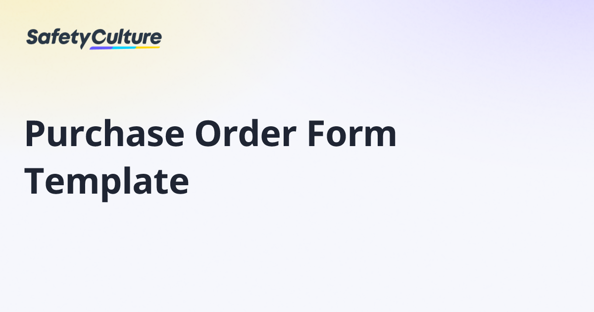 Purchase Order Form Template | Free Template