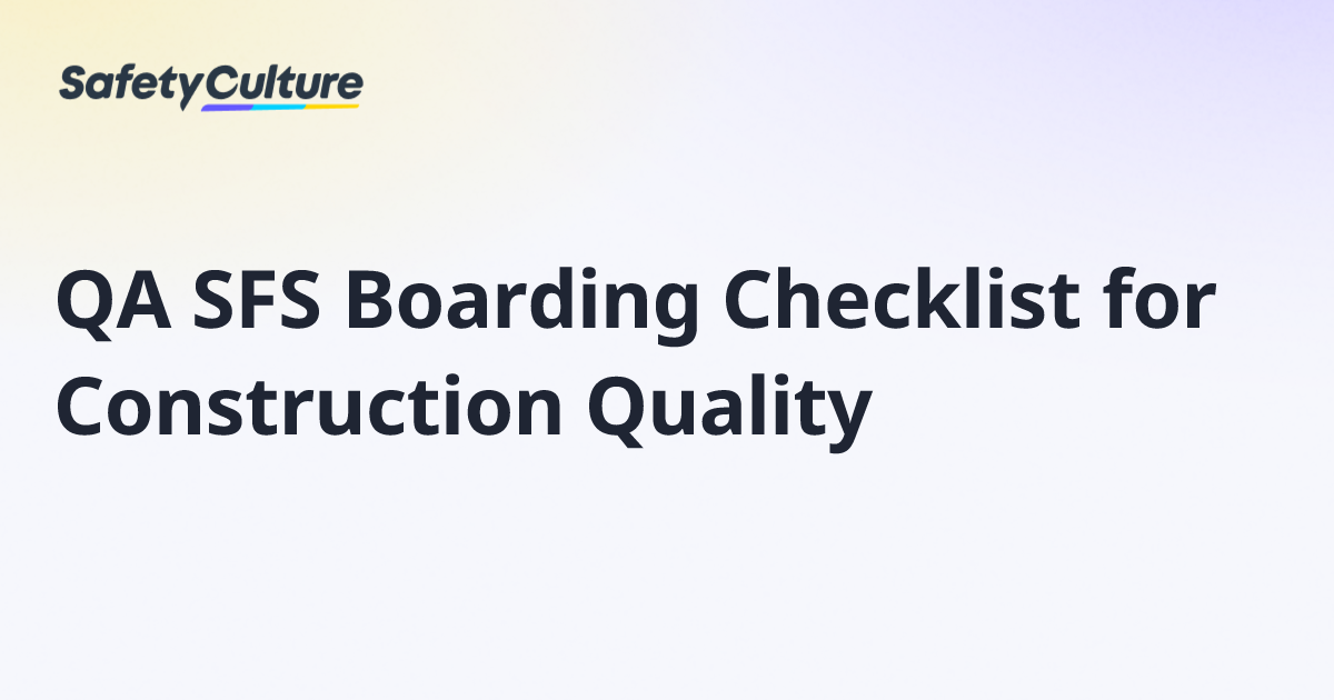 QA SFS Boarding Checklist for Construction Quality | Free Template