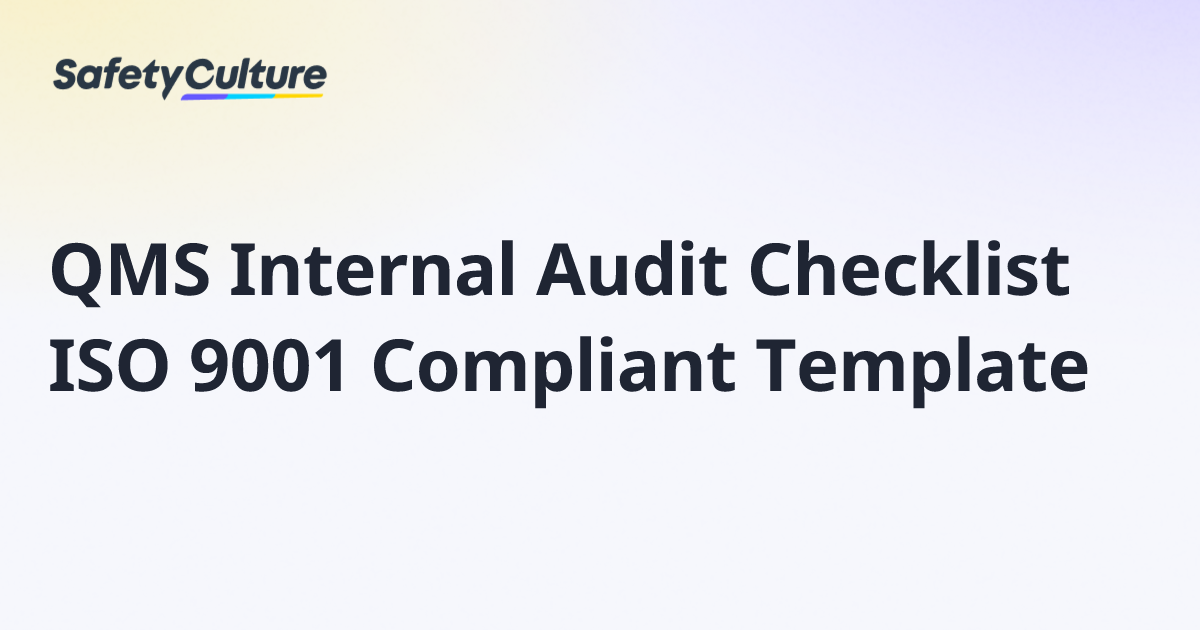 QMS Internal Audit Checklist ISO 9001 Compliant Template | Free Template