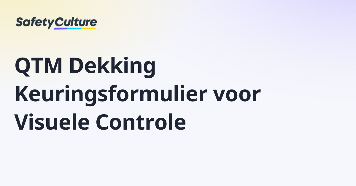 QTM Dekking Keuringsformulier voor Visuele Controle | Free Template