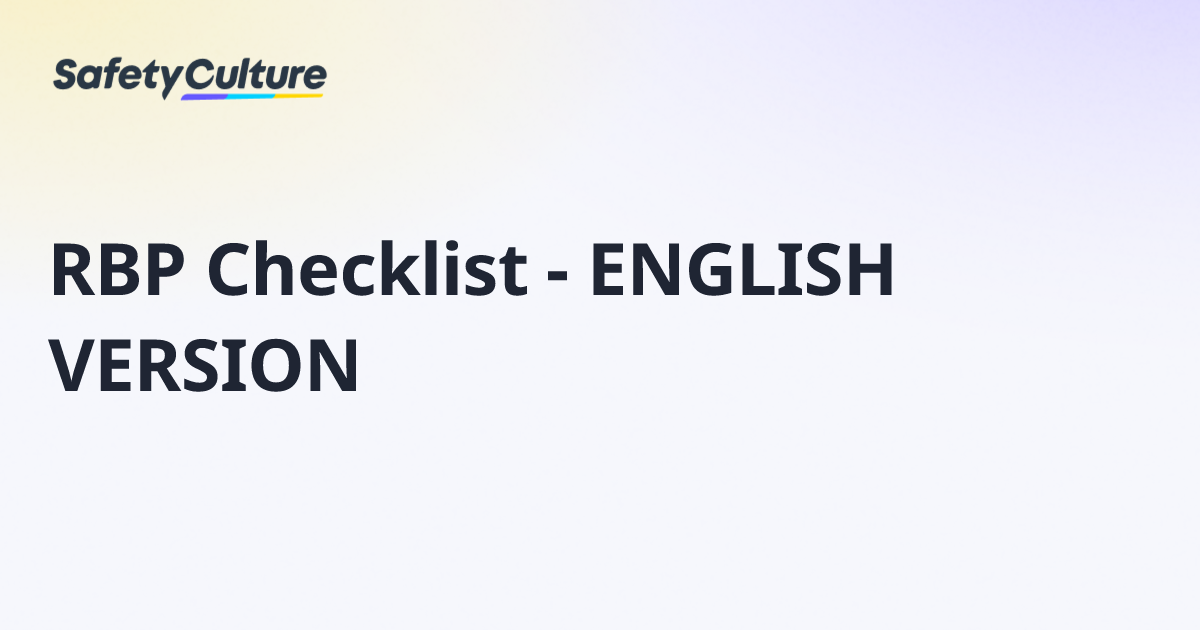 RBP Checklist - ENGLISH VERSION | Free Template